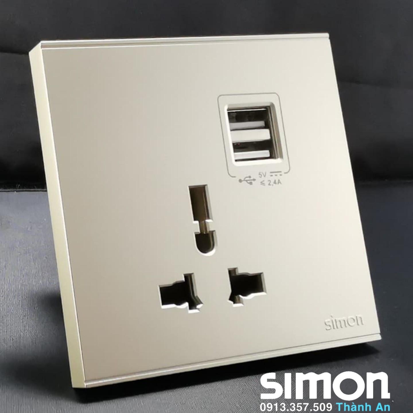 Ổ cắm đa tiêu chuẩn 10A có cổng USB E6 Simon (10A Multi standard socket ...